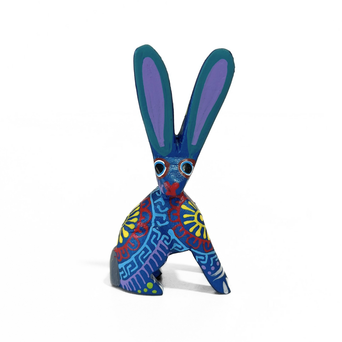 ALEBRIJE DE MADERA CONEJO AZUL OREJAS VERDES – Talavera Salazar