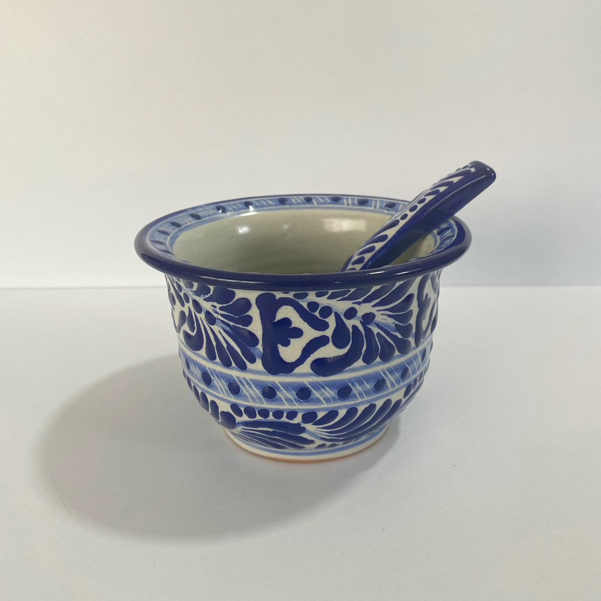 SALSERA CON CUCHARA AZUL COBALTO CENEFA – Talavera Salazar